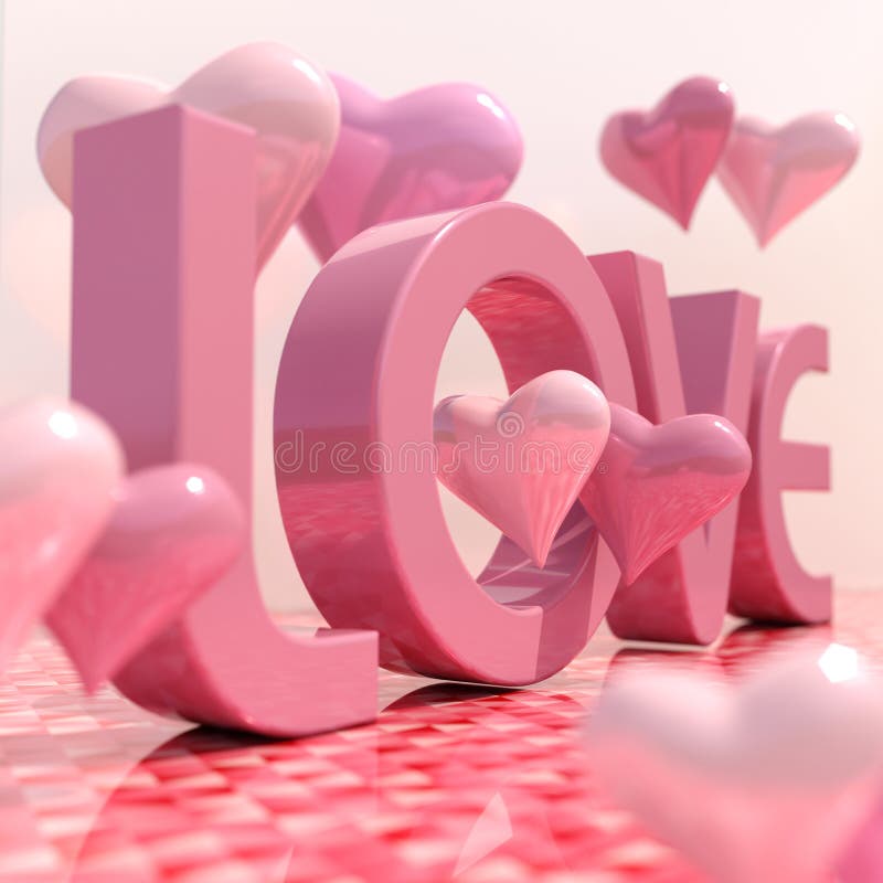 Realistisches Liebes-Zeichen Mit Herzen Stock Abbildung - Illustration ...