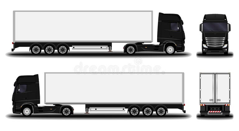 Realistisk svart lastbil stock illustrationer. Illustration av teckning ...