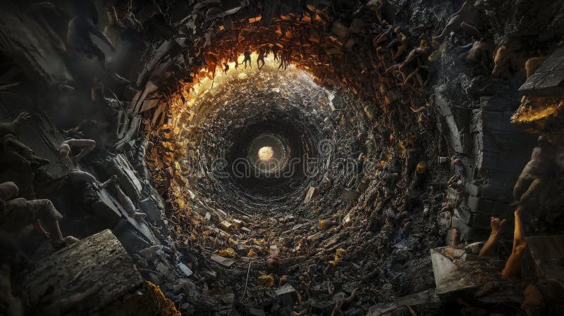 Reality Loop a Tangled Journey through Darkness Abandoned Space Concept ...