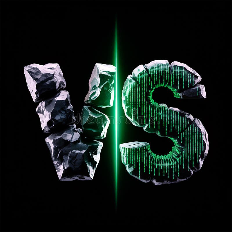 Reality Vs Simulation Vs Icon with Stone and Matrix Code, Physical Vs ...