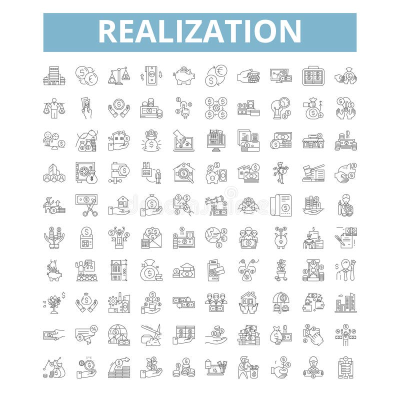 Realization Icons, Line Symbols, Web Signs, Vector Set, Isolated ...