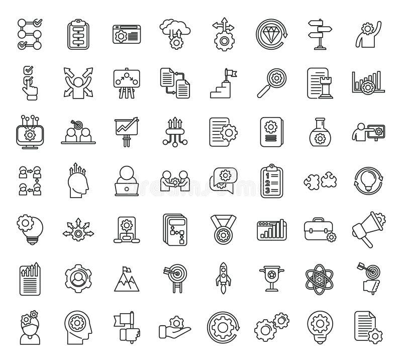 Realization Icons Set Outline Vector. Self Dream Stock Vector ...