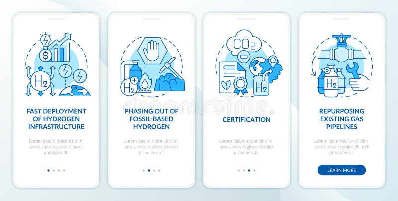 Realize H2 Economy Blue Onboarding Mobile App Screen Stock Vector ...