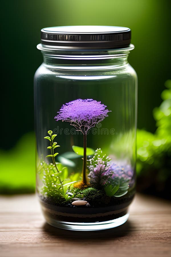 Life in a Jar Micro World of Fantasy Magic Generated by Ai Stock Illustration - Illustration of ...