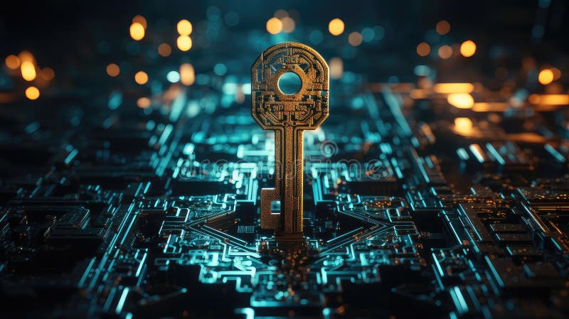 Key on Dark Blue Digital Computer Background: Symbolizing Internet ...