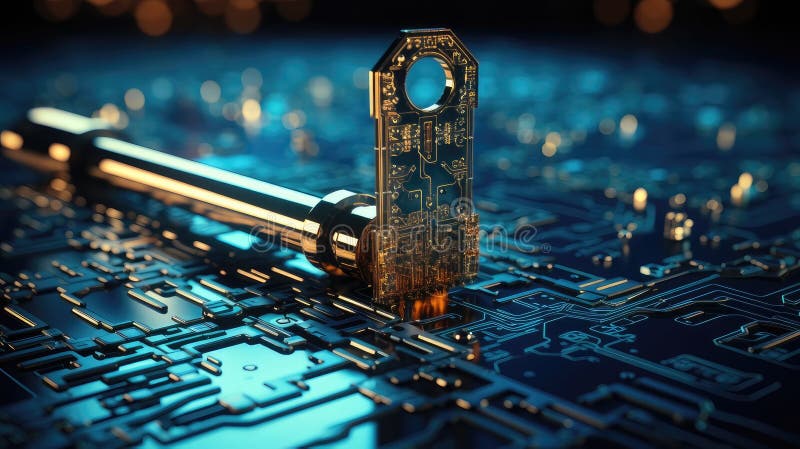 Key on Dark Blue Digital Computer Background: Symbolizing Internet ...