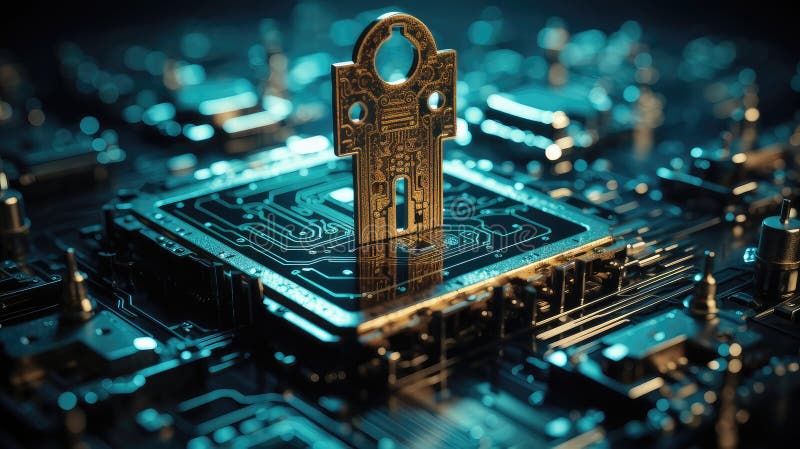 Key on Dark Blue Digital Computer Background: Symbolizing Internet ...