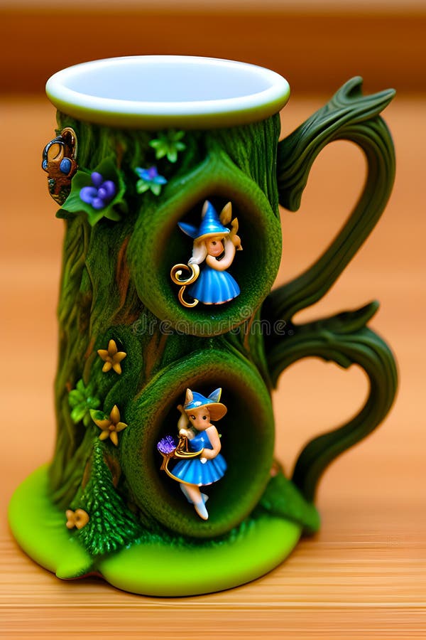 Fantasy Mug with Shaped Handle Generated by Ai Stock Photo - Image of ...