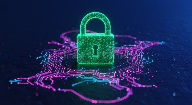 Realm Security a Glowing Padlock Cybersecurity Data Protection Network Safety Privacy Secure ...