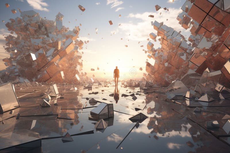 A Realm of Shattered Mirrors Reflecting Stock Illustration ...