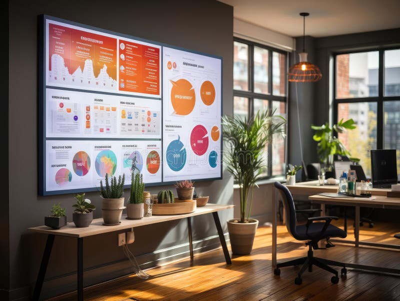 Realtime Analytics on Whiteboard in Open Office Stock Illustration ...