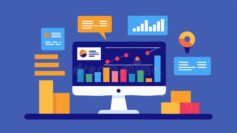 RealTime Sales Analytics a Control Center Illustration Showing Monitors ...