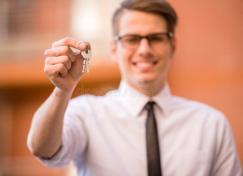 Realtor Deliver with House Keys Stock Image - Image of home, keys: 41219411