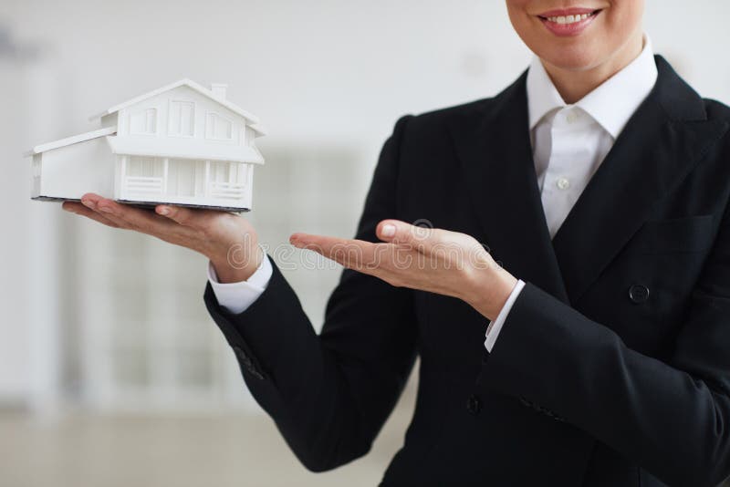 Realtor at work stock image. Image of roof, showing - 178677387