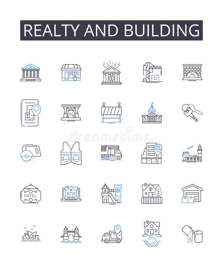 Realty and Building Line Icons Collection. Property and Estate, Home ... Realty and Building Line Icons Collection. Property and Estate, Home ...