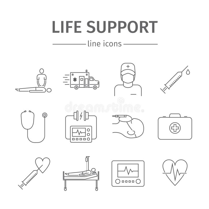 Reanimationsymboler Livservicelinje Symboler Vektor Illustrationer ...