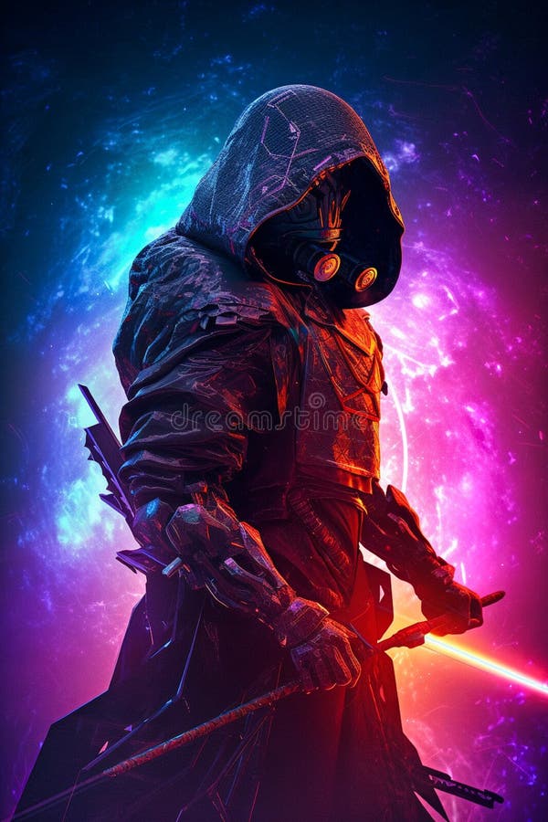 The Reaper of Space in Black Futuristic Armour, Generative AI Stock ...