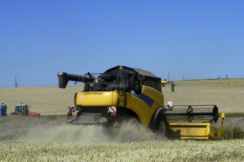 Reaping-machine Threshing-machine with Work Stock Photo - Image of ...