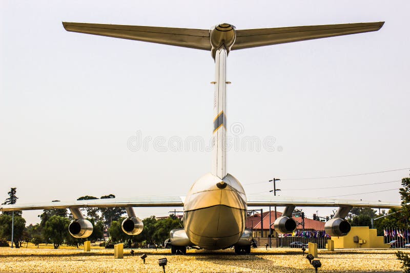 Rear of Airplane with Large Tail Section Stock Photo - Image of wings ...