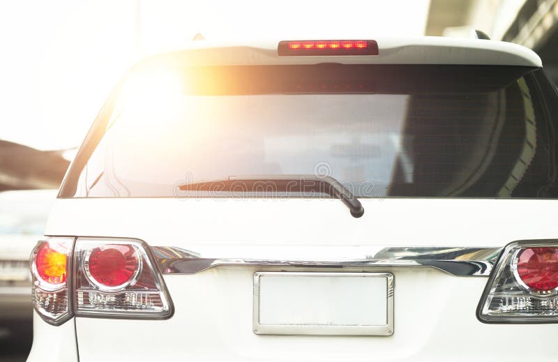 Rear Aspect or Back View of SUV Car in Day Time Real Road Stock Photo ...