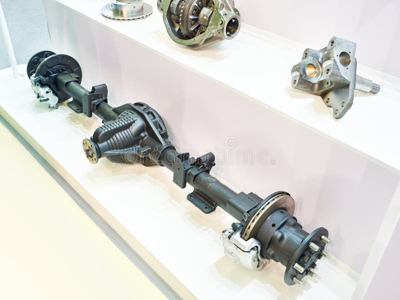 Rear Axle of Car with Hubs and Brakes Stock Photo - Image of steel ...