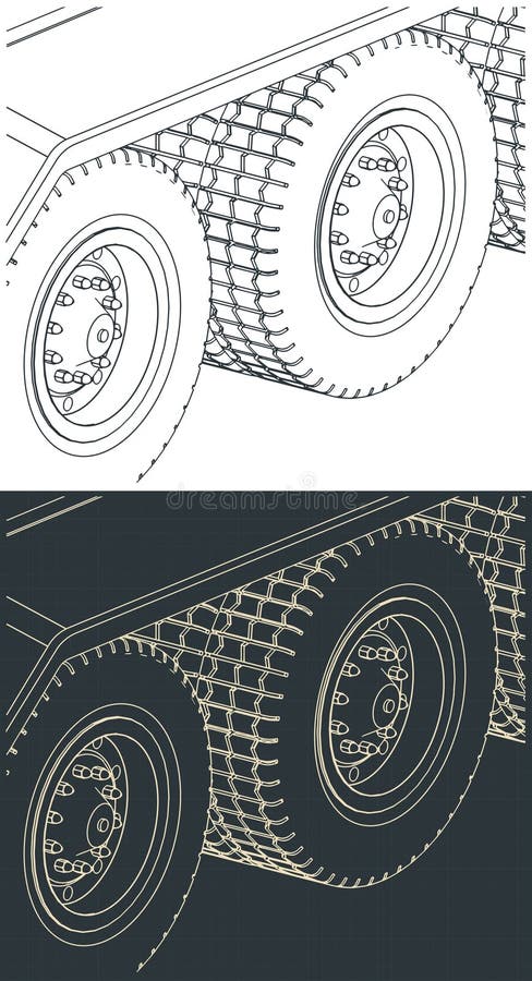 Rear Axle of Truck Tractor Isometric Drawings Stock Vector ...