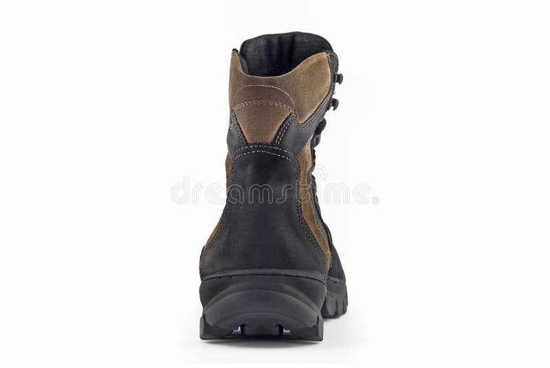 Rear Back View of Warm Leather Boot Stock Photo - Image of closeup ...