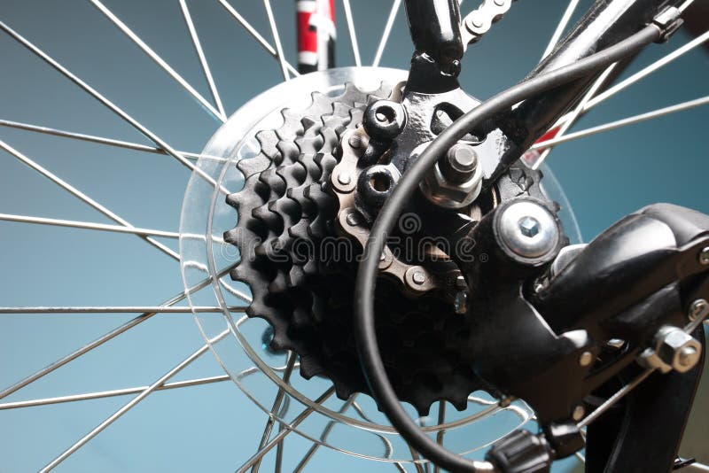 Rear Bike Cassette on the Wheel with Chain Stock Photo - Image of ...