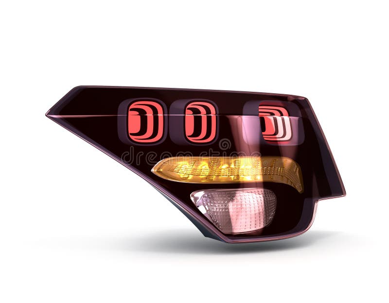 Rear Car Lights on White 3d Render Stock Illustration - Illustration of ...