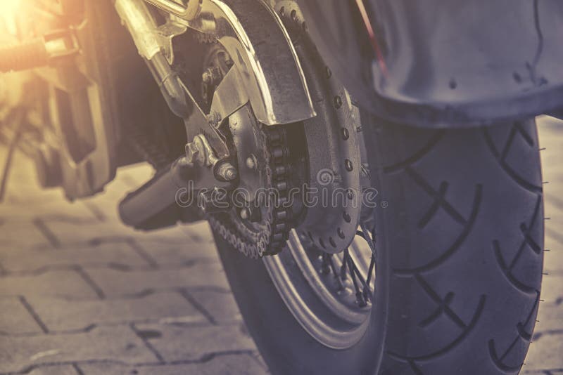 Rear Chain and Sprocket of Motorcycle Wheel Stock Photo - Image of ...