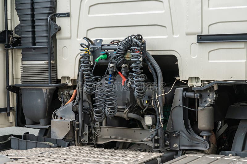 Rear Coupling of a Large Semi-trailer. Stock Image - Image of ...
