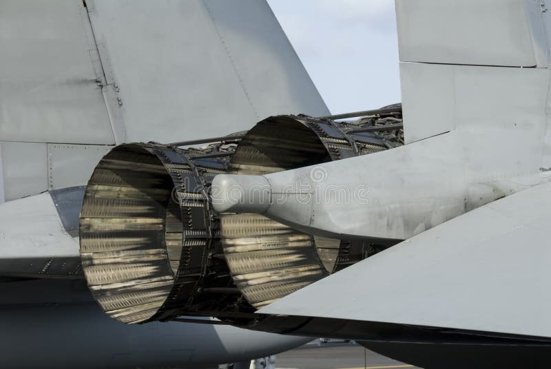 Rear detail of F-15 stock image. Image of afterburner - 4966841
