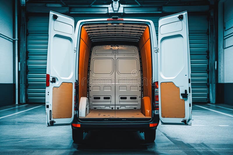 Rear Doors of a White Van Open Empty Truck Visible Stock Illustration ...