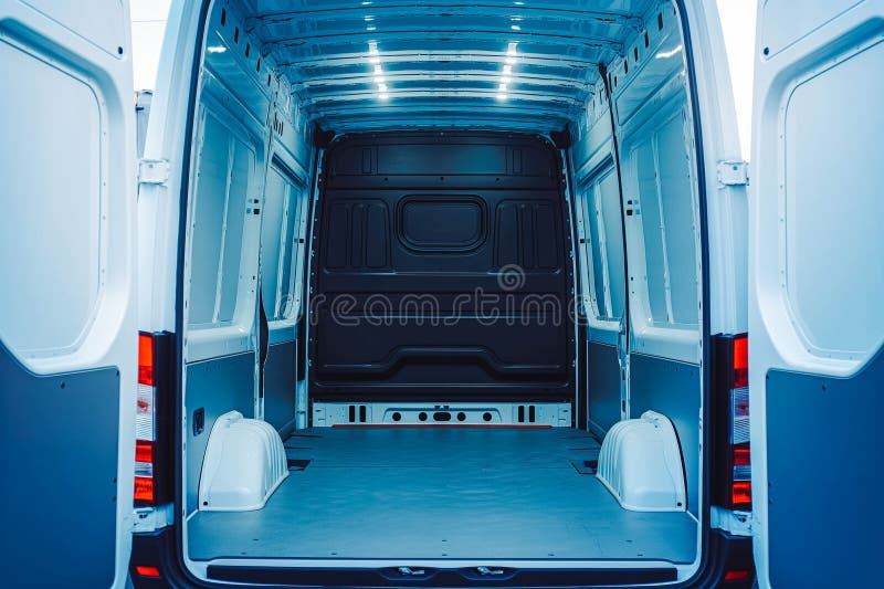 Rear Doors of a White Van Open Empty Truck Visible Stock Illustration ...