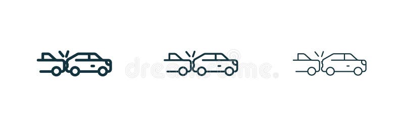 Rear End Collision Icon Vector Set on White Background Stock Vector ...