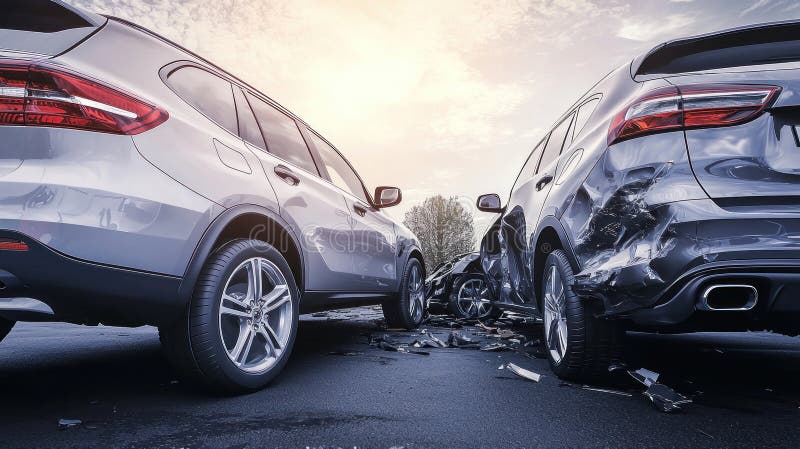 A Rear-end Collision Scene with Two Cars Stock Illustration ...