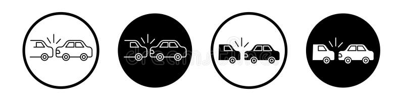 Rear End Collision Thin Line Vector Icon Set Stock Vector ...