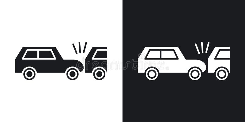 Rear End Collision Thin Line Vector Icon Set Stock Vector ...