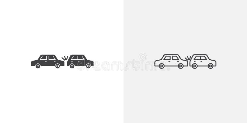 Rear End Collision Thin Line Vector Icon Set Stock Vector ...