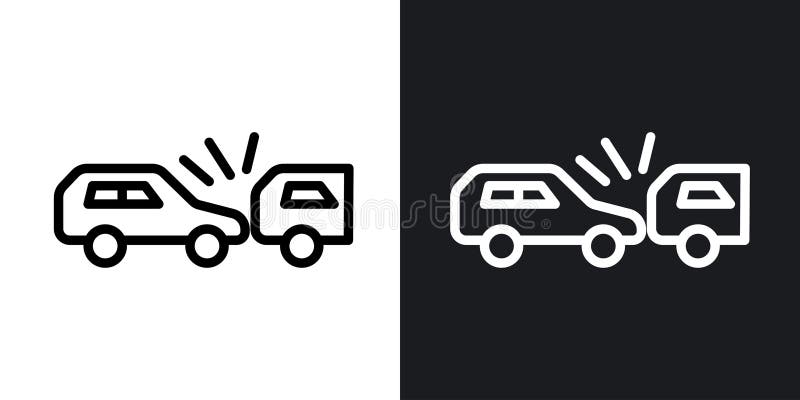 Rear End Collision Thin Line Vector Icon Set Stock Vector ...