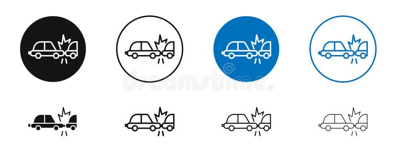 Rear End Collision Thin Line Vector Icon Set Stock Vector ...