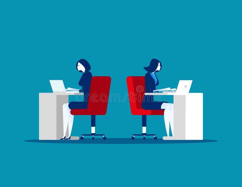 Rear and Front View, Business People Working on Office. Concept ...