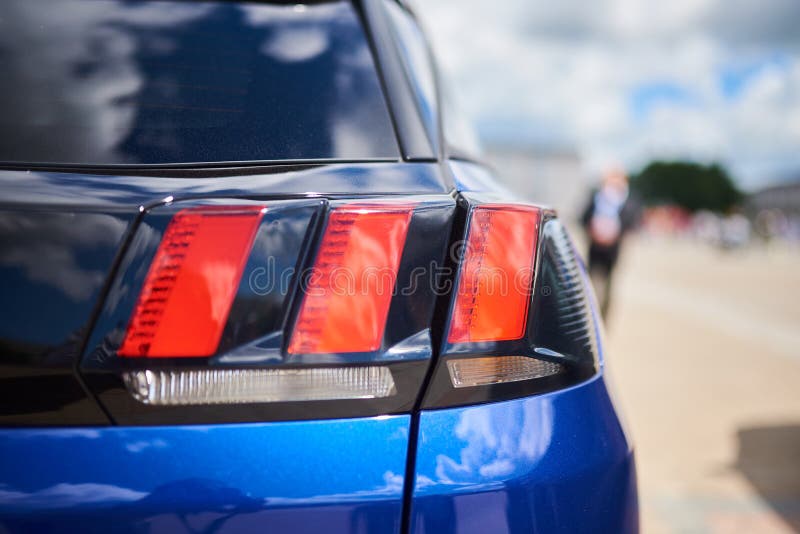 Rear Headlight, New Blue Car Stock Image - Image of metal, concept ...