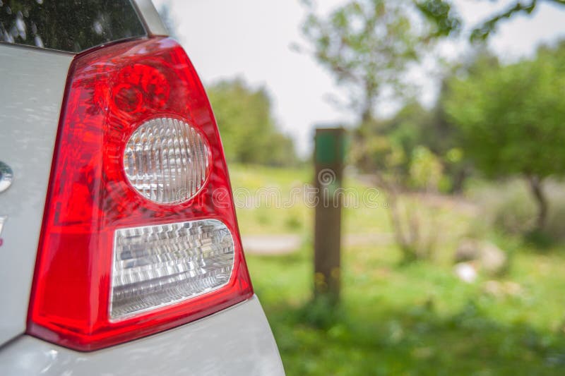 Rear Lamp of Car Park in Garden Stock Photo - Image of girl, parked ...