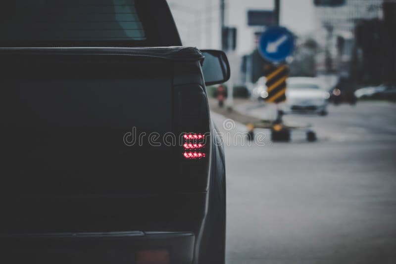 Rear LED Light of Black 4x4 Car Stock Photo - Image of close ...