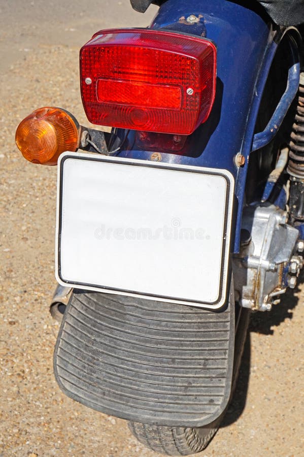Rear Light and License Plate of an Old Motorcycle Stock Image - Image ...