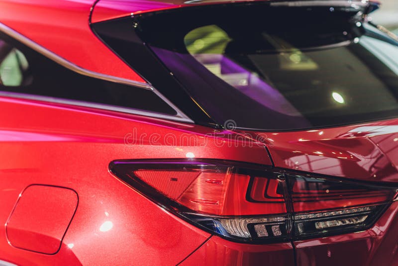 Rear Light of a Modern Car Close-up, Red Body. Stock Photo - Image of ...