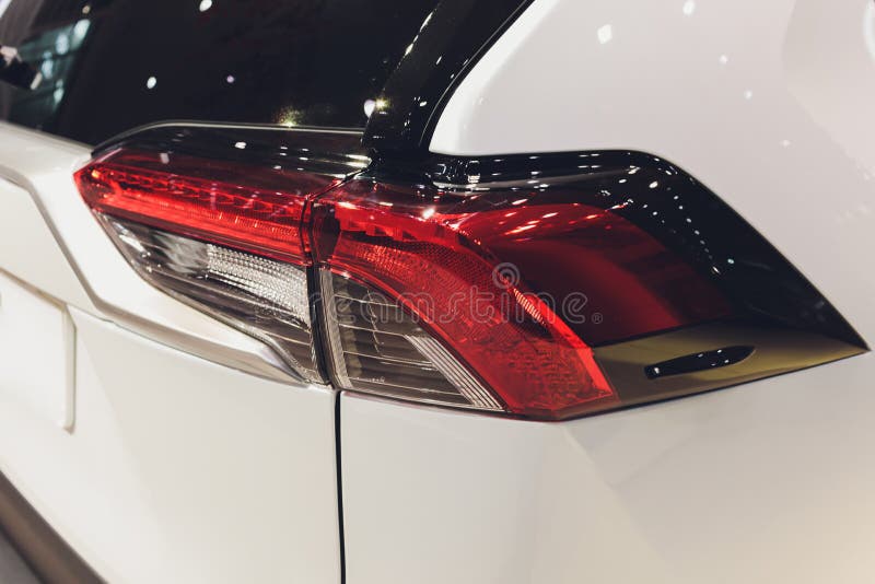 Rear Light of a Modern Car Close-up, White Body. Stock Photo - Image of ...