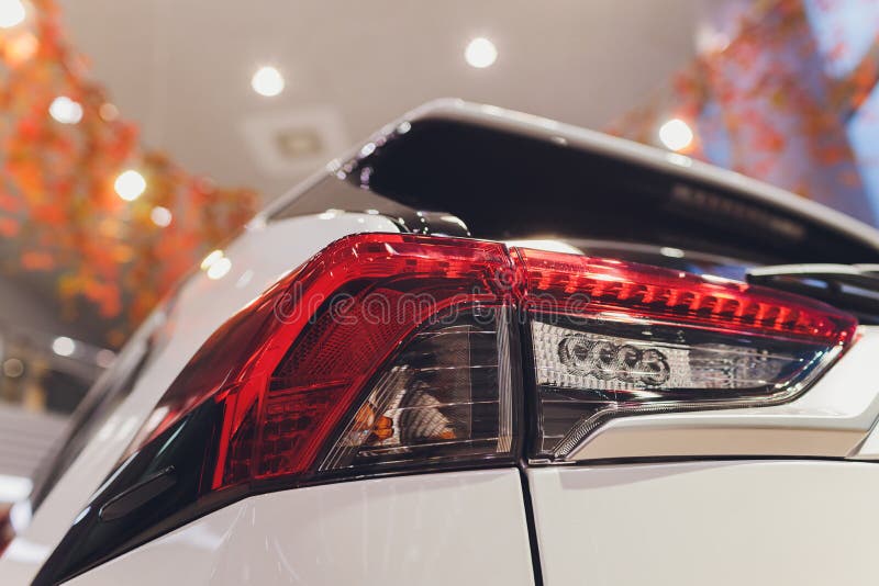 Rear Light of a Modern Car Close-up, White Body. Stock Image - Image of ...