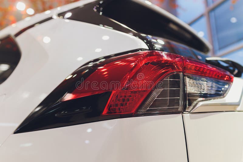 Rear Light of a Modern Car Close-up, White Body. Stock Photo - Image of ...